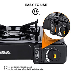 Camplux Dual Fuel Propane & Butane Stove with Carrying Case, Portable Camping Stoves with CSA Certification