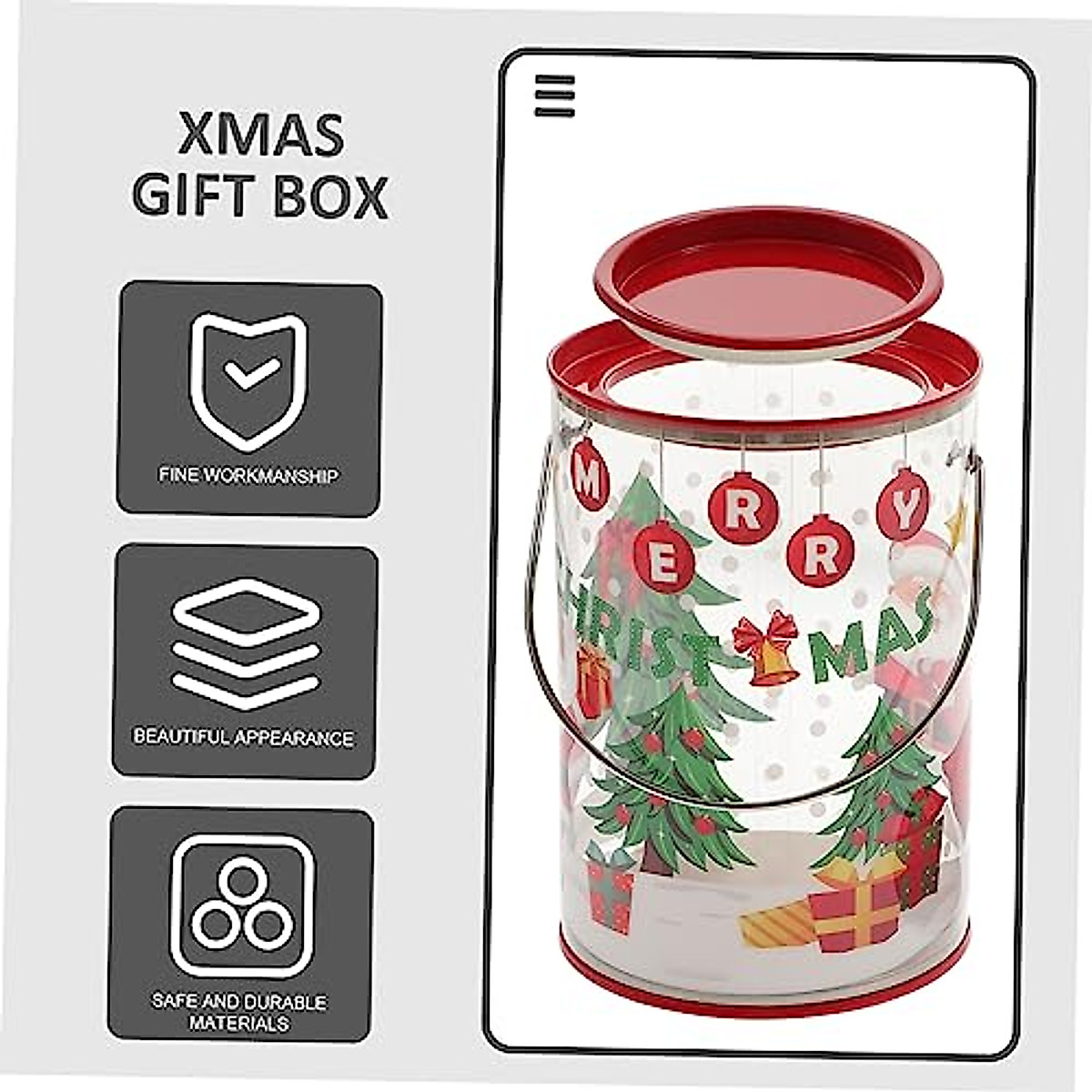 NOLITOY 8pcs Portable Cylinder Christmas Cookie Tins Coffee Bean Canister Christmas Decoration Christmas Cookie Jars Sealed Container Xmas Tinplate Lid Food Holder Baby Pastry Pvc Storage