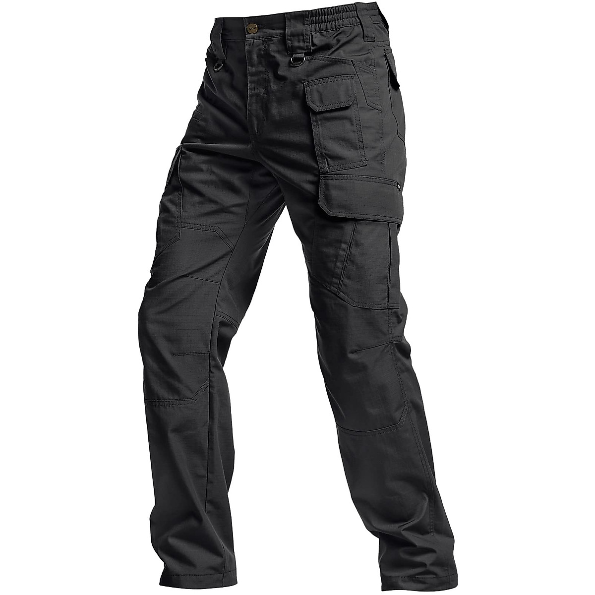CQR Men's Tactical Pants, Water Resistant Ripstop Cargo Pants, Lightweight EDC Hiking Work Pants, Outdoor Apparel, Duratex Mag Pocket Black, 38W x 32L