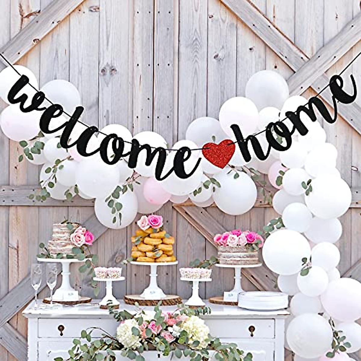 Welcome Home Banner Welcome Back Party Decorations for Military Marines Black Glitter Welcome Home Banners for Patriots Welcome Home Elder Family Party Supplies