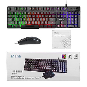 mafiti RK101 Computer Keyboard Mouse Combo Wired, RGB Backlit USB Keyboard for PC Mac Laptop Desktop, Gaming Office