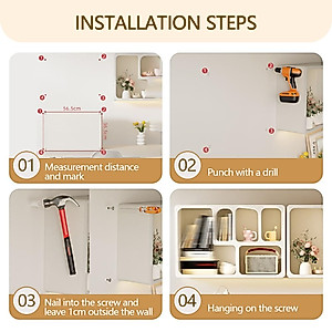 SUNHIPPIE Floating Cabinet for Wall, Coffee Station Organizer Display Shelf, Bathroom Wall Shelf, Geometric Wall Cabinet, Wooden Display Shelving Storage Rack, Countertop Storage Cabinet
