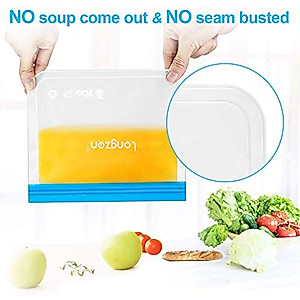 Reusable Storage Bags, longzon【12 Pcs S/M/L】Reusable Sandwich Bags, Reusable Food Ziplock Bags, Small Freezer Large Storage Snack Lunch Plastic Bags, BPA Free, FDA Foodgrade, ecoFriendly Silicone Bags