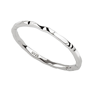 Kakikaki 925 Sterling Silver Minimalist Hammered Textured Thin Knuckle Midi Stacking Rings