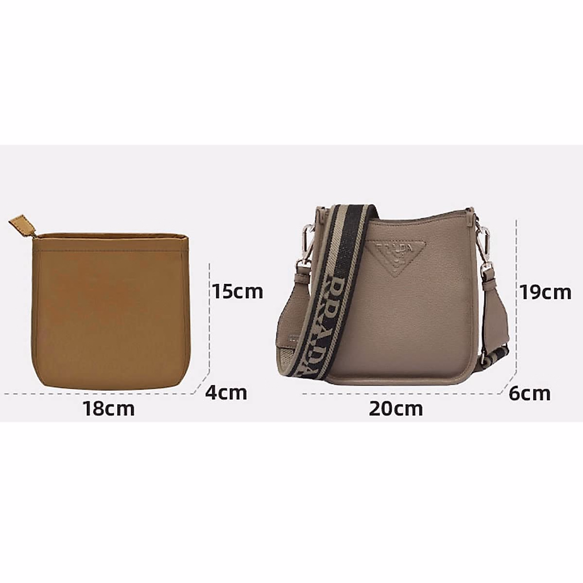 Lckaey Silk Purse Organizer for Mini One Shoulder Crossbody Nylon Inside Bag2067coffee