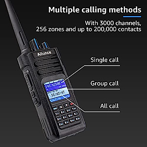 Ailunce HD1 Ham Radio, DMR Handheld Two Way Radio, Dual Band Portable Radio, Digital Radio with GPS, FM Radio 3200mAh Rechargeable SMS, Long Range Walkie Talkie for Hunting Hiking (Black 1 Pack)