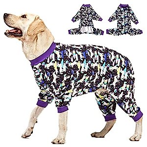 LovinPet Large Breed Dog Clothes, Wound Care/Post Surgery Recovery Shirt for Large Dogs, Unicorns in Space Black Print, UV Protection, Pet Anxiety Relief, Large Dog Onesie, Pet PJ's/Large