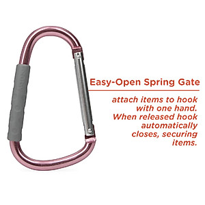Nuby Large Handy Hook Carabiner Stroller Clip with Textured Soft Grip: Rose Gold
