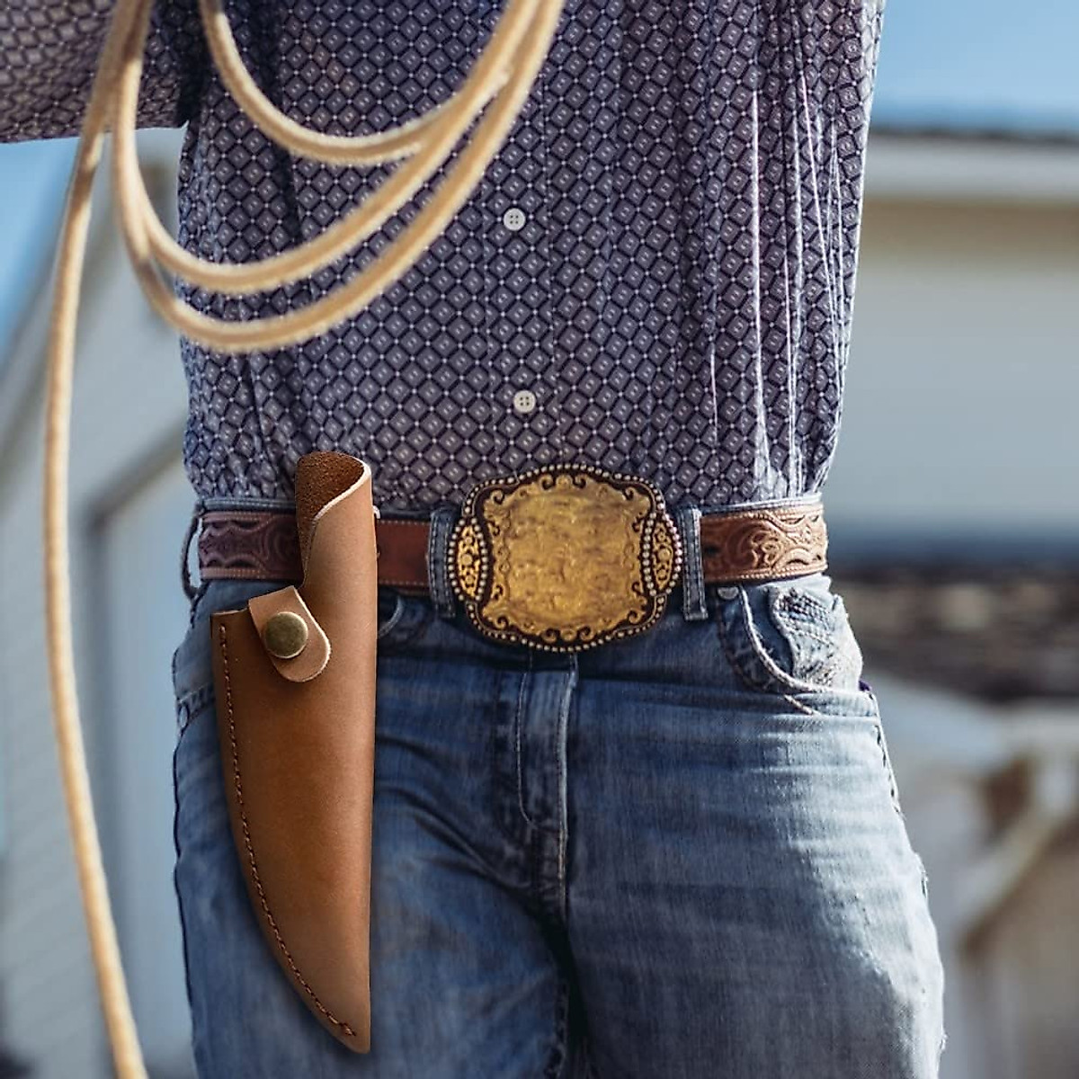 MiOYOOW Leather Knife Sheath, Boning Knife Pouch Chef Fruit Knife Shell for Camping Kitchen Outdoor Cooking