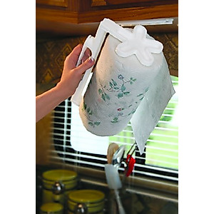 Camco Pop-A-Towel- Mountable or Portable Paper Towel Holder Dispenser, Keep Paper Towels Clean, Conserve Space in Your RV Kitchen (White) (57111)