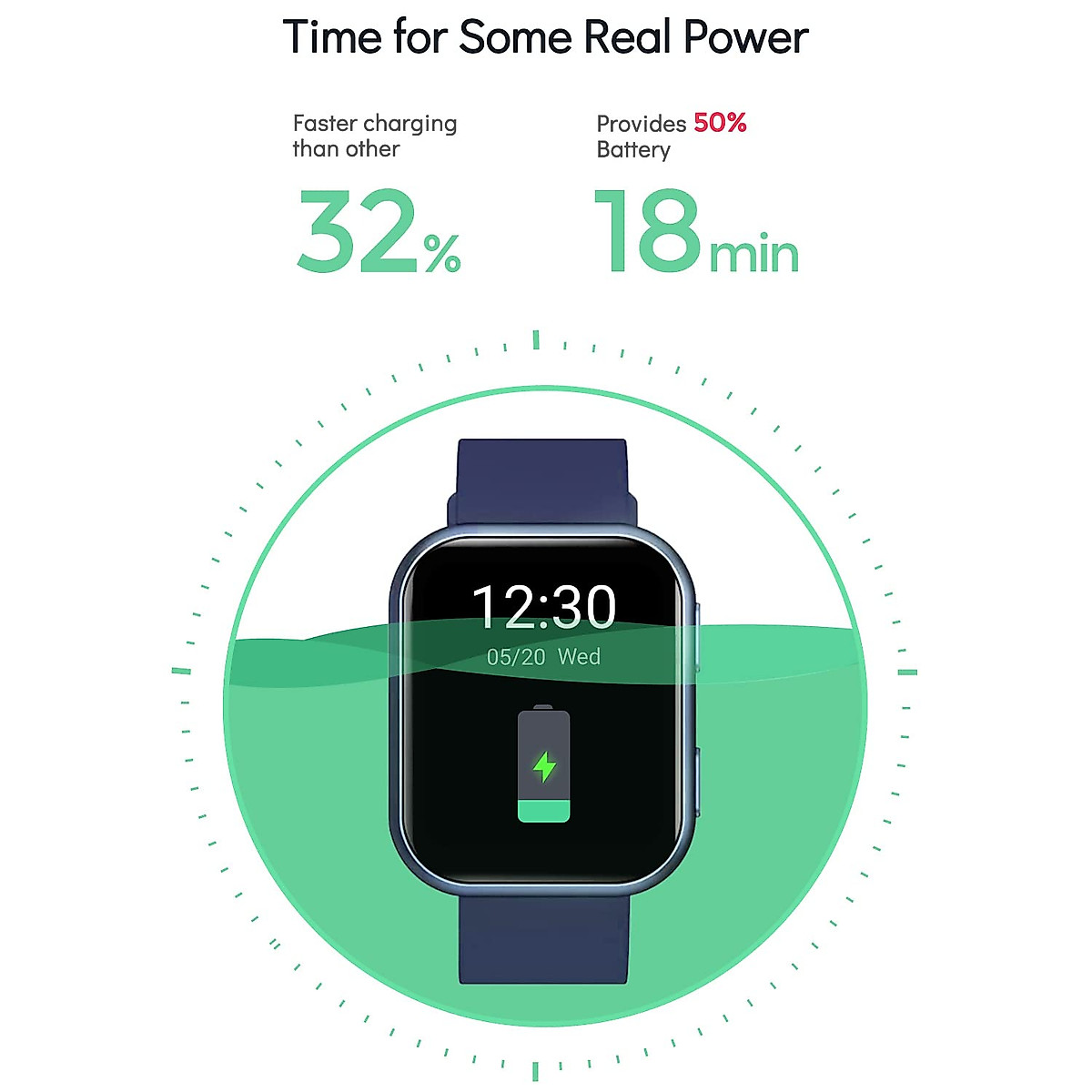 Deeprio Smart Watch for Android Phones iOS 1.75-inch HD Touchscreen 3ATM Waterproof Fitness Tracker Heart Rate Blood Oxygen Sleep Monitor Smartwatch Compatible iPhone Samsung Men Women Blue (SM006)