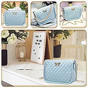 Small Crossbody Purses for Women and Teens - Cute Light Blue Shoulder Bags Quilted Leather - Womens Handbags Messenger Bag Mini Ladies Hobo Tote Bags