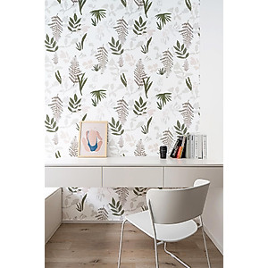 Floral Peel and Stick Wallpaper Modern Leaf Contact Paper Removable Wallpaper Decorative Self Adhesive Wallpaper Wall Paper 17.3" x 393.7"