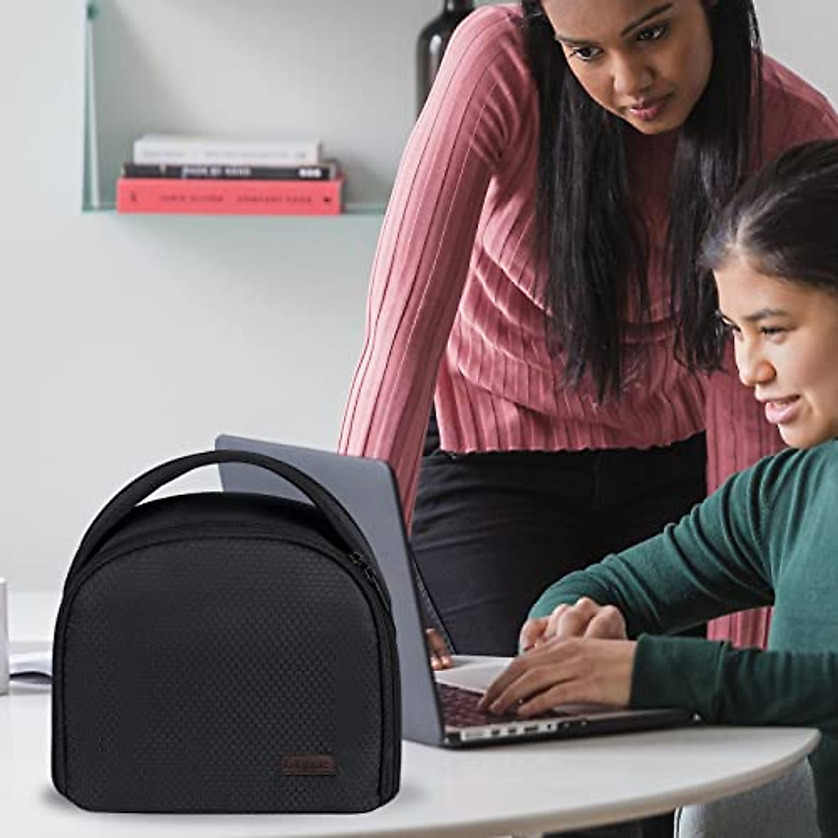 Gloppie Lunch Box Insulated Lunch Bag for Men Women Lunch Cooler Bags Black Lunch Tote Bag for Bento Box Lunch Containers Adult Lunchbox Lunchbag Work Office Picnic