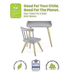 Delta Children Essex Kids' Desk & Chair Set-Greenguard Gold Certified-Ideal for Arts & Crafts, Snack Time, Studying-for Ages 4 Years+, Grey/Natural