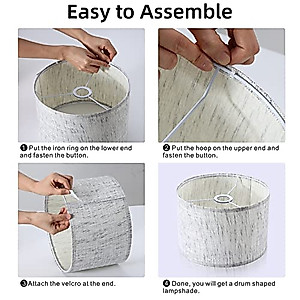 YISUN Lamp Shades Set of 2, Drum Fabric Lampshades for Table Lamps, Wall Lamp, Floor Lamp, Natural Linen Hand Crafted, For E26/E27 Lampholder Medium Drum Shades, Spider Fitter (Linen White)