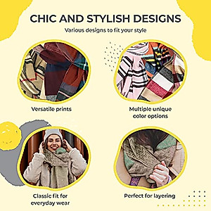 Plum Feathers Super Soft Luxurious Cashmere Feel Winter Scarf (Tan-Burgundy Plaid)