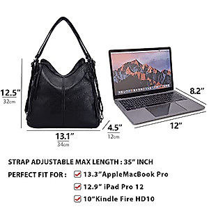 Convertible Backpack Purse For Women Handbag Hobo Tote Satchel Shoulder Bag Black