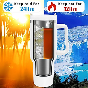 Amgkonp 2 Pack 40oz Stainless Steel Insulated Travel Cup with Handle and Straw, Sublimation Tumbler Blanks for DIY Gift