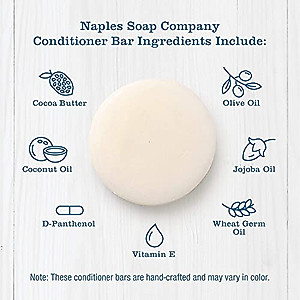 Naples Soap Company, Protein Enriched, 50-75 Use, Solid Hair Conditioner Bar, Eco-Friendly Haircare, Helps Ensure Vibrant, Healthy Hair, All Hair Types, Fragrance Free, 1oz
