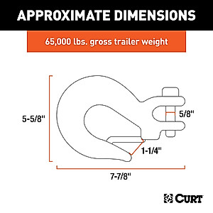 CURT 81920 5/8-Inch Forged Steel Clevis Slip Hook with Safety Latch, 65,000 lbs, 1-1/4-In Opening, 5/8" Pin