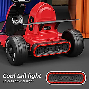 XJD Electric Go Kart 12V Battery Powered Pedal Go Karts for 3+ Kids Youths on Car Electric Vehicle Car Racing Drift Car for Boys Girls with Bluetooth/FM and Remote Control (Red01)