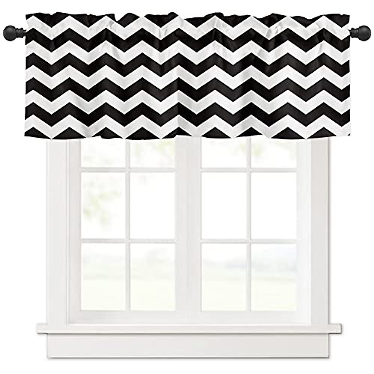 Artwork Store Valances Windows Curtain Simple Chevron Black and White Zig Zag Kitchen Valances Rod Pocket Window Treatment Short Curtains Valance for Window 1 Panel,42 by 18 inches