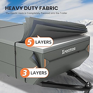 XPORTION Pop Up Trailer Cover,100% Waterproof Folding Trailer Cover 900D Throughout Pop up Camper RV Cover with 7 PCS Reinforced Windproof Straps,Fit14'-16'