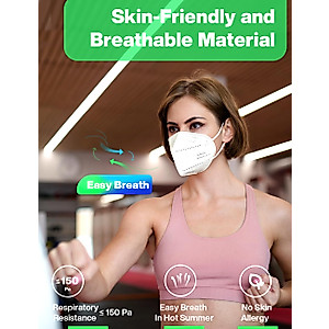 Boncare KN95 Face Mask 30 PCs, 5-Layer Face Mask for Men & Women, Updated Breathable, Comfortable (White)