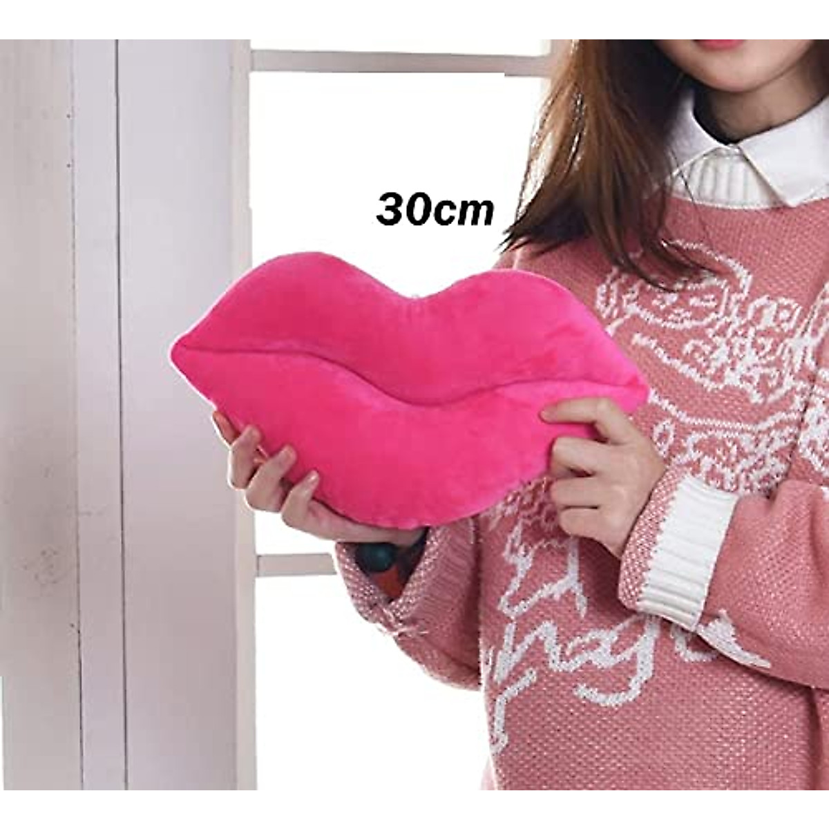 unlockgift Red Velvet Lip Shaped Pillow Hot Pink Pillows Love Cushion Funky Throw Pillow Bed Living Room Decorative Pillows (hot Pink Lip, 50 cm)