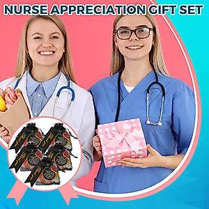 Sureio 72 Pcs Nurse Gift Include 24 Nurse Keychain with 24 Tassel Organza Bag and 24 Tag Thank You Gifts for Party(Black,Classic Style)