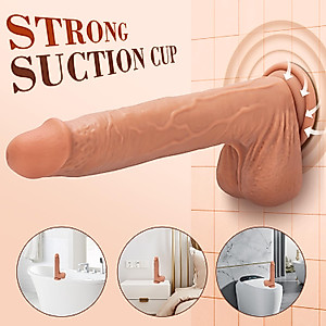 LOVENOTE Thrusting Vibrating Dildo for Women Realistic Suction Cup Dildo for G Spot Clitoral Anal Stimulation, Remote Control Dildo with 5 Thrusts 7 Vibrations, Silicone Adult Sex Toys for Woman Men