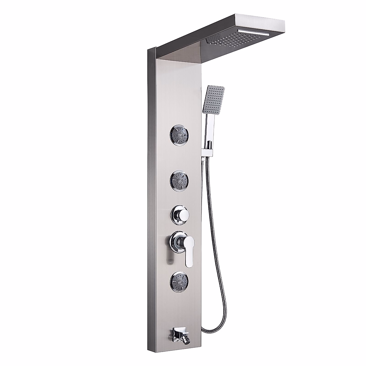 AlenArt Shower Panel Massage Jets Rainfall Waterfall Shower Head, Shower Stainless Steel Wall Mount Massage Multi-Function Bathroom Shower Panel Tower System, Brushed Nickel……