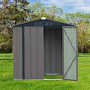 kinbor 6' x 4' Storage Shed - Outdoor Garden Metal Shed with Double Lockable Door, Tool Storage Shed for Backyard, Patio, Lawn, Deck
