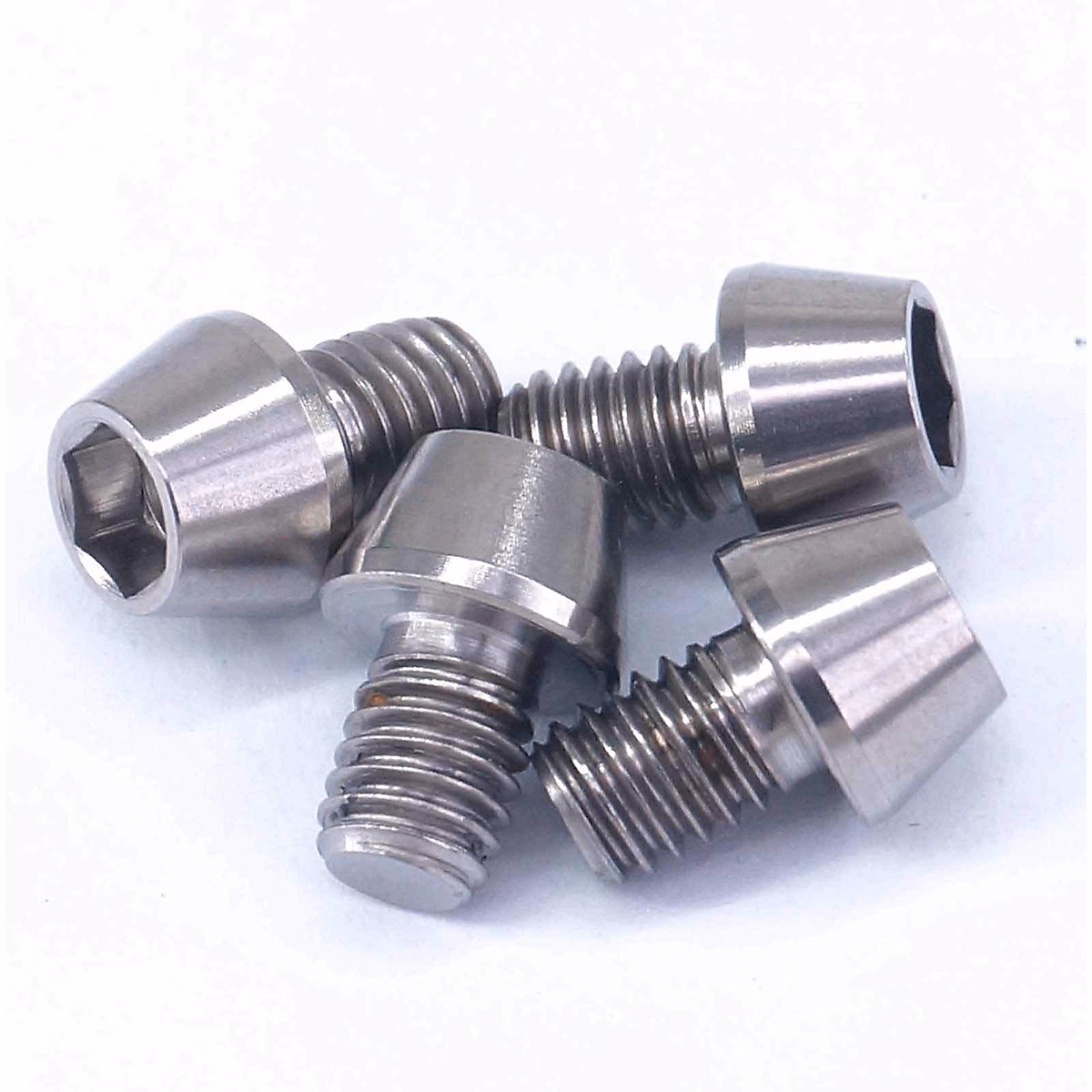 Sorekarain 4 PCS M6x8mm Pitch 1.0mm Ti GR5 Titanium Taper Cone Allen Head Bolt for Bicycle V Brake