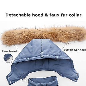 Balipig 2-piece Baby Ski-suits Winter Snowsuit with Removable Fleece Hood Nylon Outfit Down Suit for 4-5 Years