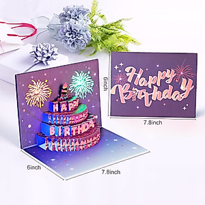 Yinqing Birthday Cards, Light and Music Birthday Cake Happy Birthday Card, 3D Pop Up Birthday Gift Greeting Card for Women Men Kids Husband Wife Mom Dad Daughter