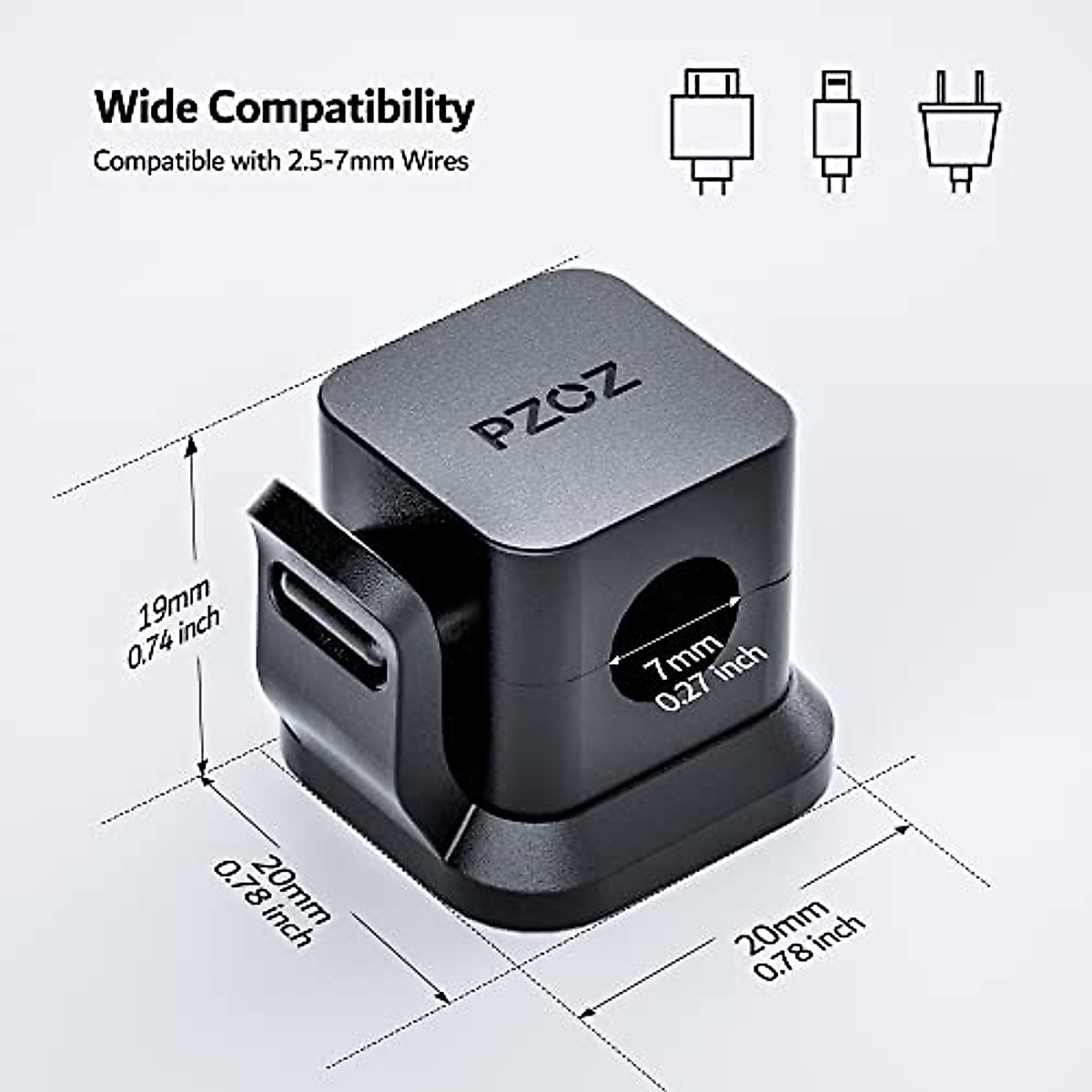 PZOZ 6 Pack Cord Organizer, Adhesive Charger Cable Clips, Wire Holder Keeper Organizer, Charging USB Cable Management for Home Office Desk Phone Car Wall Desktop Nightstand (Black)