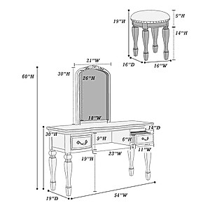 BOBKONA Metro Vanity with Stool, Grey