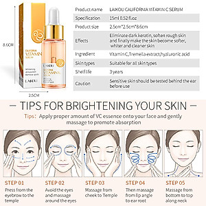 AKARY Vitamin C Serum with Hyaluronic Acid Organic Firm Skin Reduce Formula for Face Skin Improve Remove Flaw Essence