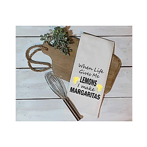 When Life give me Lemons i Make Margaritas - Dish Towel Kitchen Tea Towel Funny Saying Humorous Flour Sack Towels Great Housewarming Gift 28 inch by 28 inch, 100% Cotton, Multi-Purpose Towel