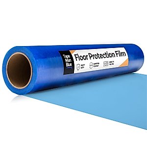 Floor Protection Film, 48" x 200', Made in USA, Blue Self Adhesive Floor Protector Tape for Moving, Painting and Construction, Temporary Floor Covering to Shield Hardwood Floors, Tile, Hard Surfaces