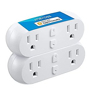 Meross WiFi Dual Smart Plug, 15A 2-in-1 Smart Outlet, Support Apple HomeKit, Siri, Alexa, Echo, Google Home and SmartThings, Voice & Remote Control, Timer, No Hub Required, 2.4G Only, 2 Pack