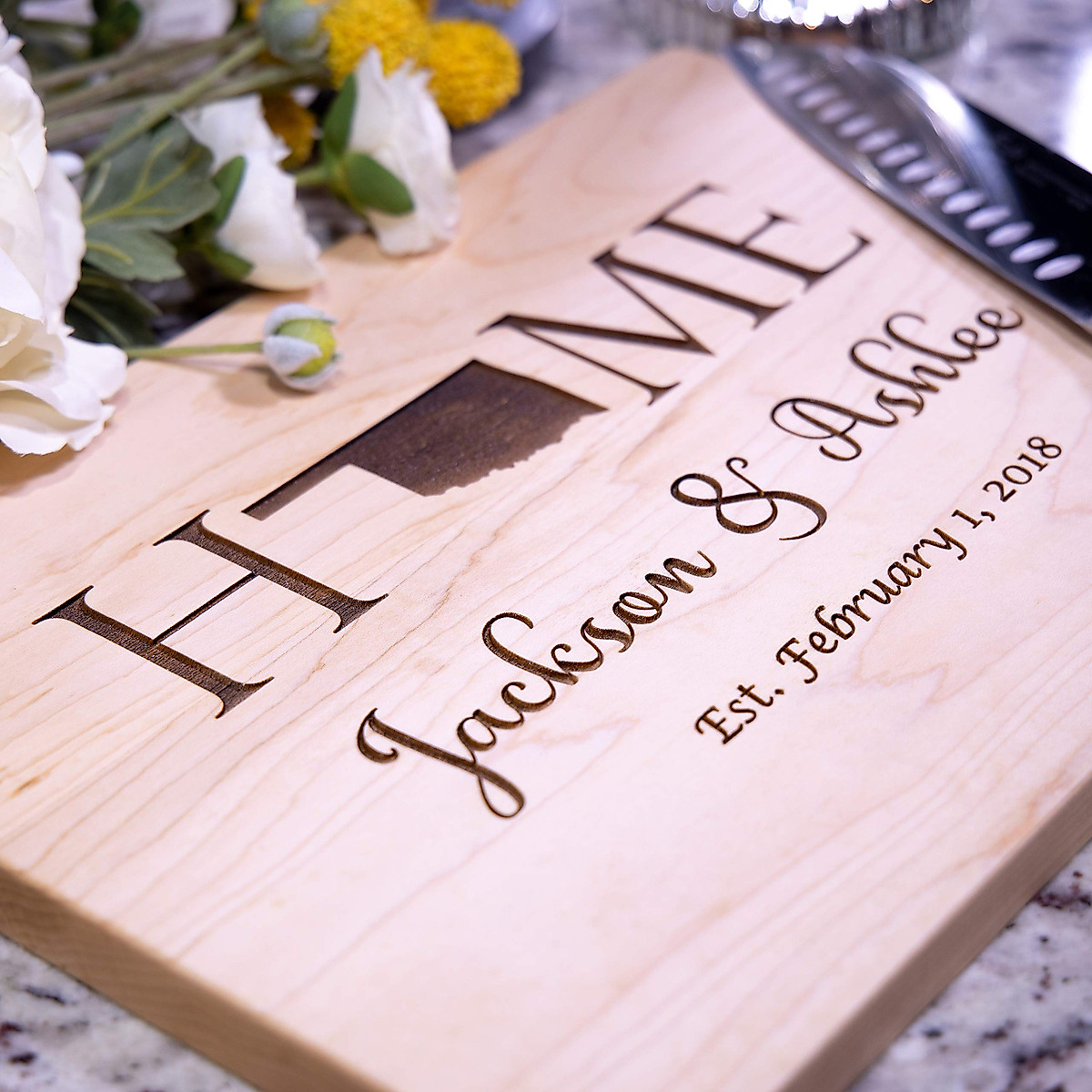 Custom House warming Gifts - Perfect Gift Idea for Brand New Homeowners - Personalized Wooden Cutting Board for Friends, Couples, Homeowners, and Newlyweds!