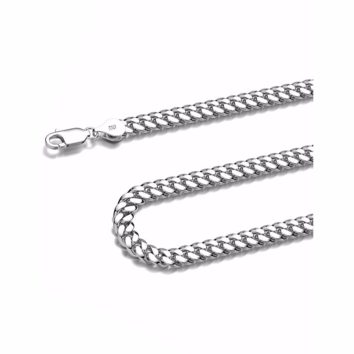 Waitsoul 925 Sterling Silver Cuban Chain Lobster Clasp 8mm Silver Cuban Link Curb Chain Necklace for Men Women Diamond Cut 20 Inches