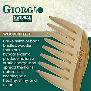 Giorgio GIONAT8 Small Natural Wooden Comb Hair Detangler Wide Tooth Comb for Curly Hair, Bamboo and Beechwood Hair Combs for Thick Hair, Organic Wooden Hair Comb Perfect for Use with Long Thick Hair