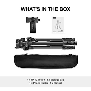 RALENO 60-Inch Tripod for Camera, Photography Video Tripod with Holder & Bag, Compact Lightweight Tripod for iPhone