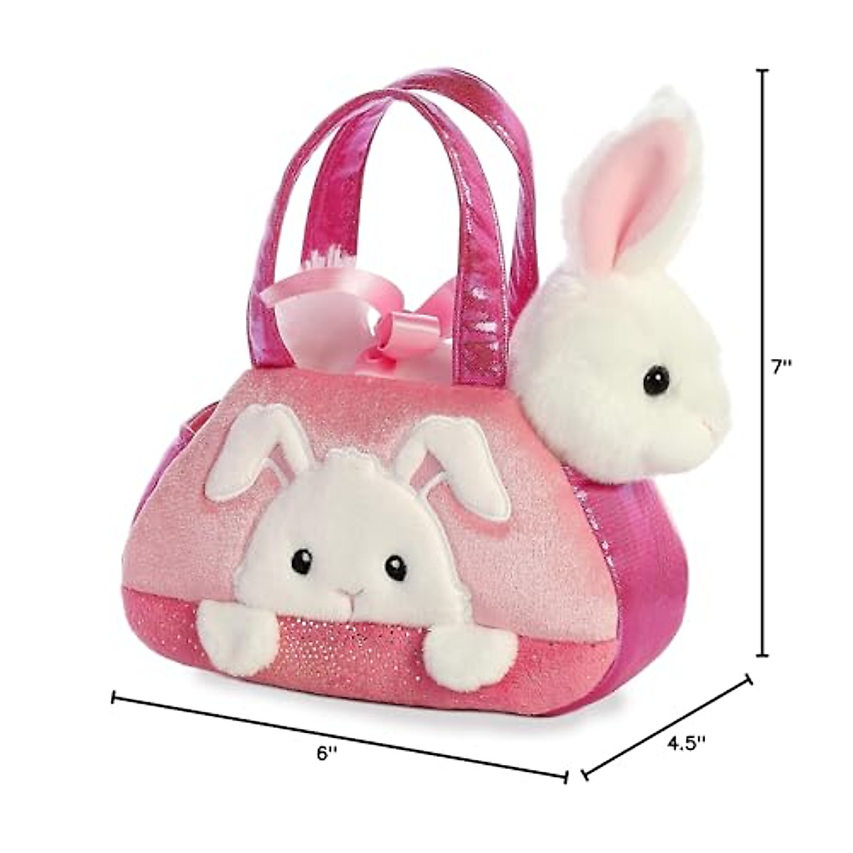 Aurora® Fashionable Fancy Pals™ Peek-A-Boo Bunny Stuffed Animal - On-The-go Companions - Stylish Accessories - Pink 7 Inches