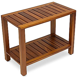 TeakCraft Teak Shower Bench 24 Inch For Bathroom, Spa - Fully Assembled, The Eske
