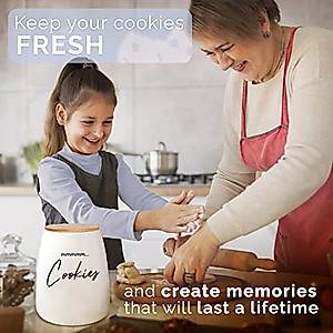 FIFTH FORK Cute and Fun Cookie Jars for Kitchen Counter - Unique and Large Ceramic Cookie Storage Containers - Perfect for Kitchen Counter & Gift Giving